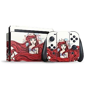 Skinit Decal Gaming skin compatible with Nintendo Switch Bundle - Officially Licensed Disney The Little Mermaid Ariel Illustration Design