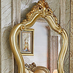 MARURY 47" Light Luxury Makeup Vanity Dressing Table, European Retro Solid Wood Make-up Table with Make-up Stool, Vintage Vanity Table with Mirror, for Bedroom,Entryway, Hallway, Living Room