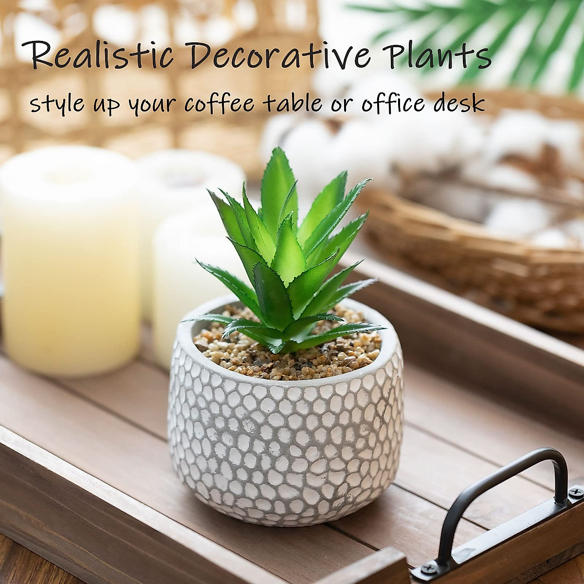 CADNLY Small Artificial Plants in Pots - Fake Plants for Bathroom Office Desk - Faux Succulents Succulents Decor 1 Pack