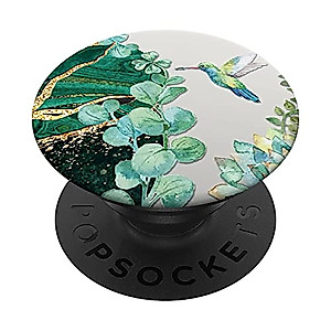 Green Hummingbird Pattern Phone Popper PopSockets Swappable PopGrip