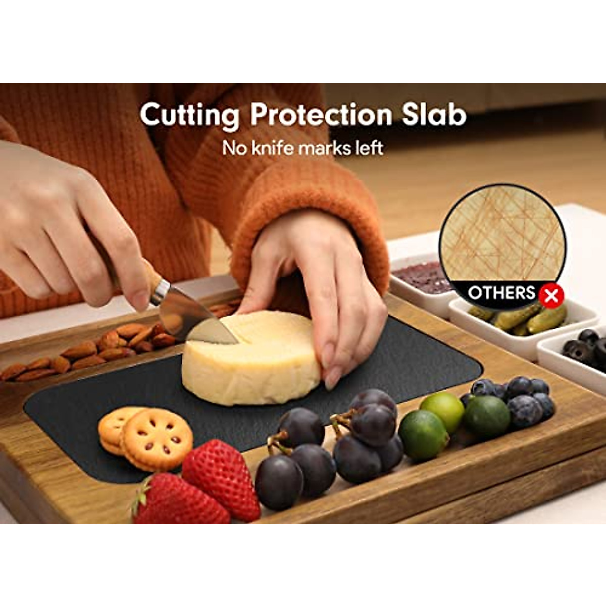 Easoger Acacia Cheese Board and Knife Set - 28" × 11" Extra Large Charcuterie Board Set, Magnetic 3 in 1 Cheese Tray Platter with Rich Accessories, Gift for House Warming, Anniversary, Christmas