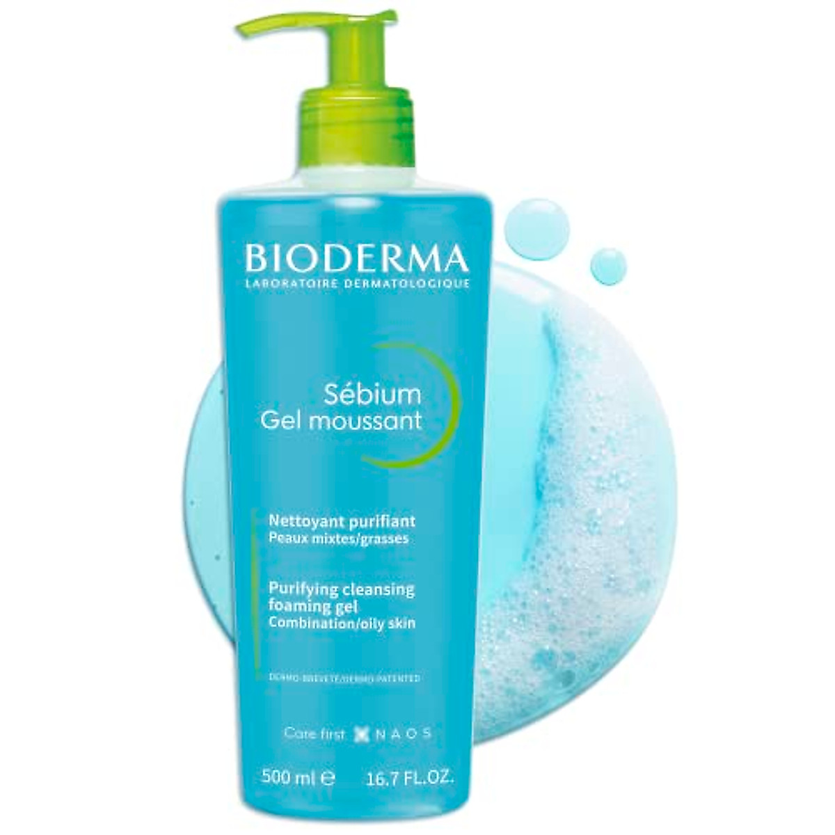 Bioderma - Sébium - Foaming Gel Pump - Cleansing and Make-Up Removing - Skin Purifying - for Combination to Oily Skin 16.91 Fl Oz (Pack of 1)