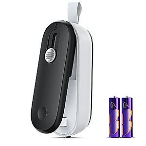 FEPPO Mini Bag Sealer, 2 in 1 Heat Sealer with Cutter, Chip Bag Sealer Heat Seal with Cutter Portable Resealer Machine for Plastic Bags Food Storage Snacks (Batteries Included)