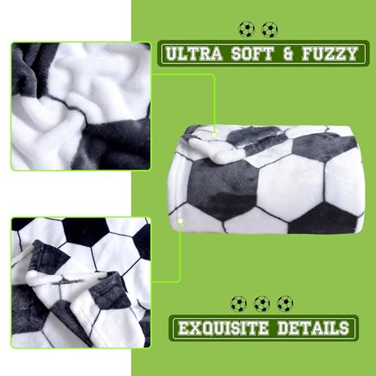 MASTIEE Soccer Blanket, Soccer Gifts for Boys Girls Soccer Lovers, Soft Fleece Throw Blanket for Kids Toddlers Teens Soccer Decor for Bedroom - 40x50 Inch