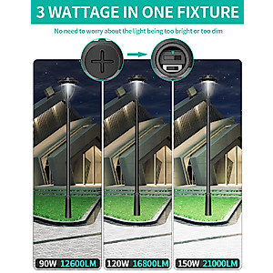 OPENLUX LED Post Top Light ETL DLC Listed 150W 120W 90W Adjustable Outdoor Pole Lights with Photocell IP65 Waterproof Post LED Fixture 5000K for Garden Yard Street Lighting