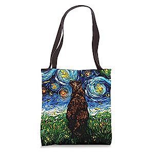 Tortoiseshell Tortie Starry Night Kitty Cat Art by Aja Tote Bag