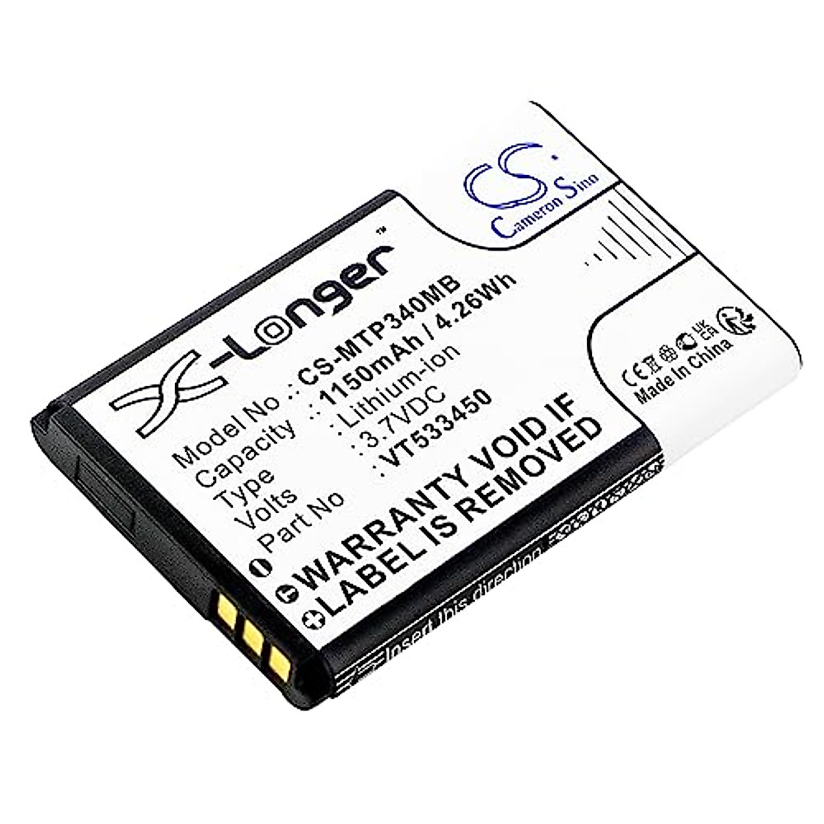 CS Replacement Battery for Motorola Ease 34, Ease 35, Ease 44 VT533450 1150mAh / 4.26Wh Barcode Scanner