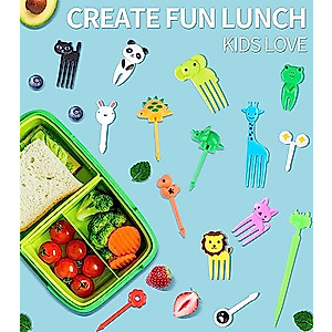 152PCS Food Picks for Kids, SEANSDA Fun Kids Food Picks for Picky Eaters, Cute Animal Fruit Toothpicks, Reusable Toddler Food Pick, Kids Lunch Accessories for Bento Box - BPA Free