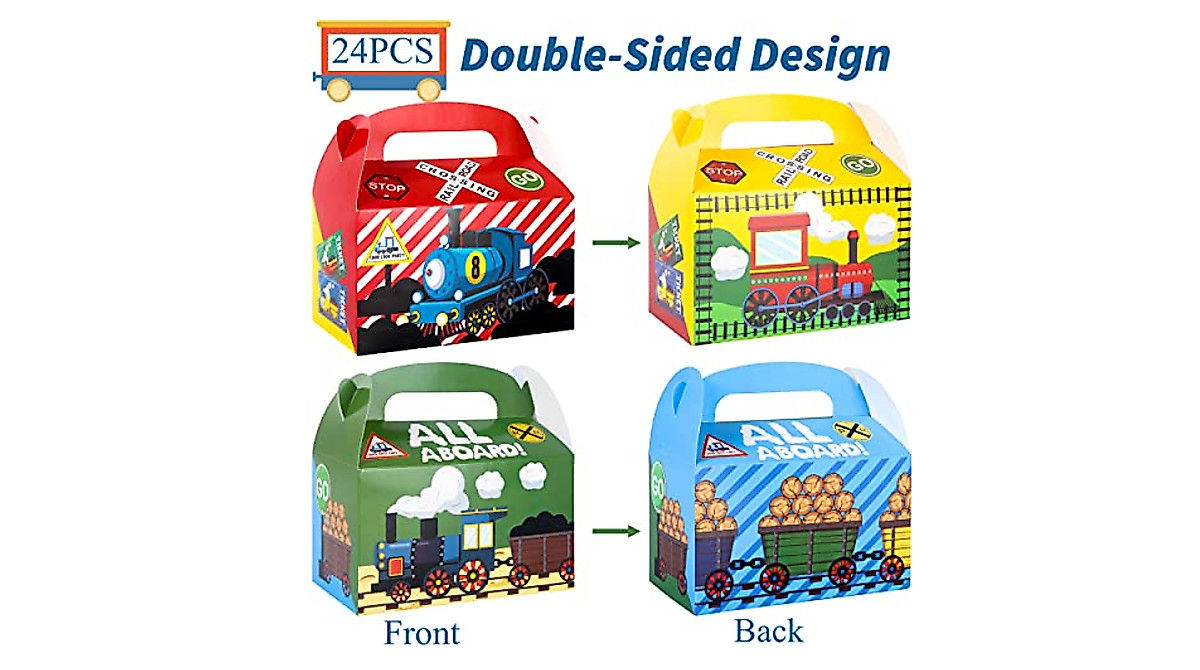 24pcs Train Crossing Party Gift Treat Boxes for Kids