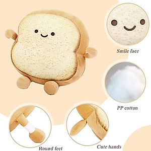 OUKEYI Toast Bread Pillow, Funny Bread Shape Plush Toy Pillow,Facial Expression Soft Toast Sofa Pillow, for Kids Adults Gift Home Bed Room Decor