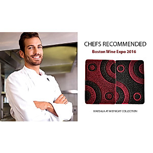 Smartcatcher Mats Bullseye Anti-Fatigue Standing Kitchen Mats Cushioned, 36 X 24, Black And Red Wine