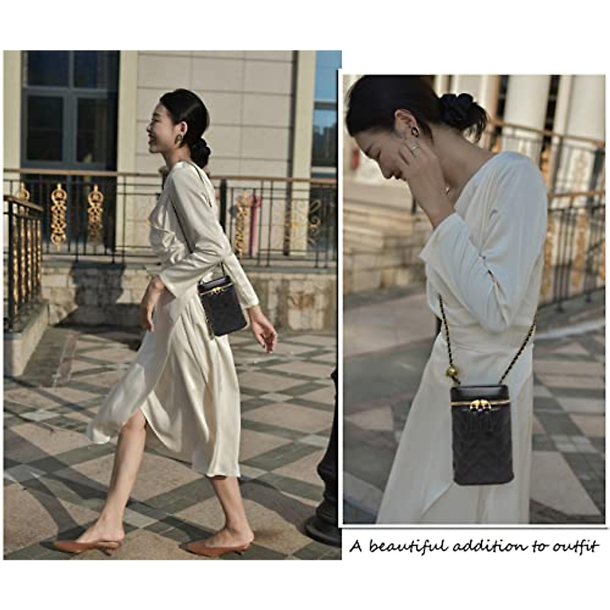 Dboar Women Mini Quilted Purses, Small Crossbody Black Shoulder bag, Trendy Clutch with Chain Strap Leather (Mini, Black)