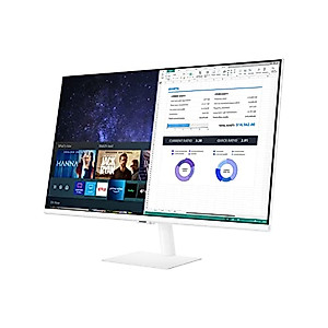 SAMSUNG 27" M50B Series FHD Smart Monitor w/Streaming TV, 4ms, 60Hz, HDMI, HDR10, Watch Netflix, YouTube and More, Slimfit Camera, IoT Hub, Mobile Connectivity, 2022, LS27BM501ENXZA, White