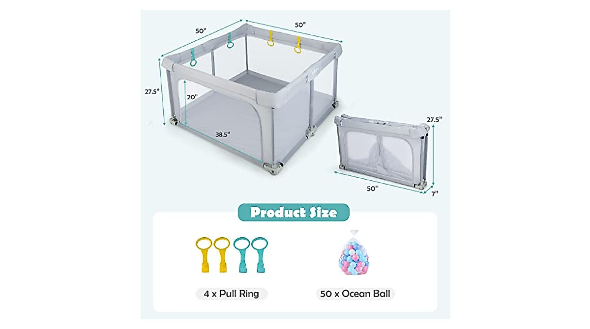 INFANS Foldable Baby Playpen: Safe & Spacious Activity Center