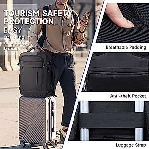 Travel Backpack, Extra Large Carry On Backpack for Men, 40L Expandable Airline Approved Water Resistant Business Luggage Suitcase Daypack Bag Fits 17 Inch Laptops, Travel Gifts for Men Women, Black