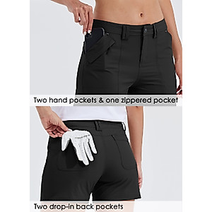 Willit Women's Golf Hiking Shorts Quick Dry Athletic Casual Summer Shorts with Pockets 4.5 in Black 14
