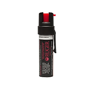 SABRE Ruger Pepper Gel with Clip, 35 Bursts, 12-Foot (4 Meter) Range, Gel Is Safer, Contains UV Marking Dye, Twist Lock Safety, Black , 0.67 Fluid Ounces