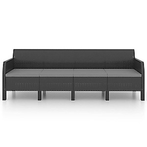 VRAXO 2 Piece Patio Lounge Set with Cushions PP Rattan Anthracite,Outdoor Furniture Sets-72.05lbs