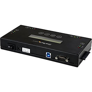 StarTech.com 4 Bay SSD/HDD Hard Drive Eraser, 2.5/3.5" SATA, Hostless Standalone Secure Erase, Disk Sanitizer, Hardware Wiper Erasing Tool, 9 Modes, RS232 Printer Port, NIST/DOD, LCD, TAA (SATERASER4)