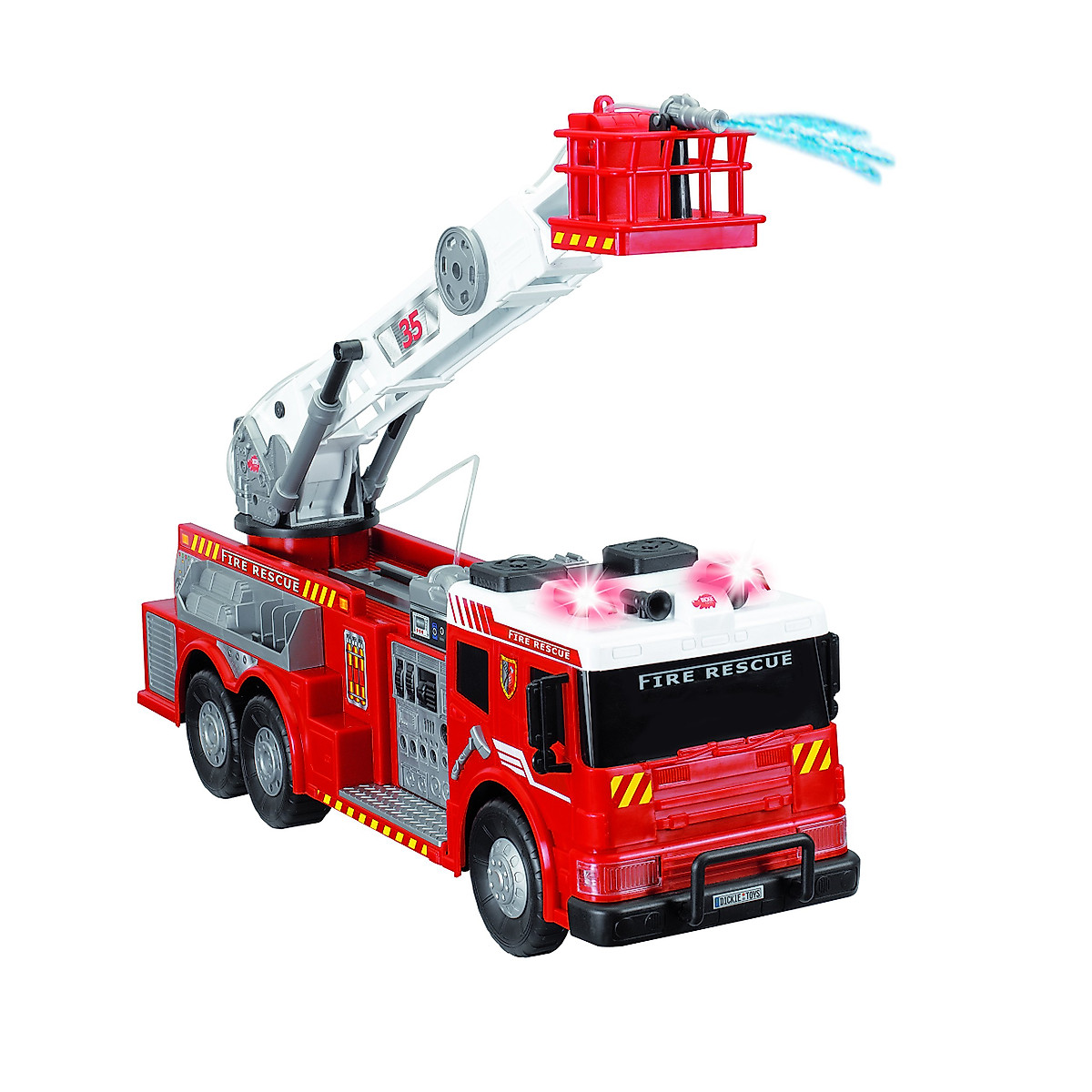 DICKIE TOYS: 24" Light and Sound Fire Brigade Vehicle (with Working Pump), Ladder Rotates by 350 Degrees, Battery Powered, for Ages 3 and up