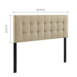 Modway Lily Tufted Linen Fabric Upholstered Queen Headboard in Beige