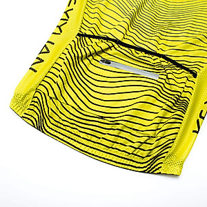 Uriah Men's Cycling Jersey Short Sleeve Reflective with Rear Pockets Ripple Yellow Size L