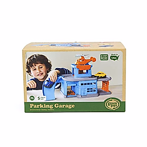 Green Toys Parking Garage - 5 Piece Pretend Play, Motor Skills, Language & Communication Kids Role Play Toy Playset. No BPA, phthalates, PVC. Dishwasher Safe, Recycled Plastic, Made in USA.