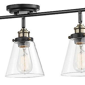 Globe Electric 59629 Jackson 3 Track Lighting, Dark Bronze, Antique Brass Accents