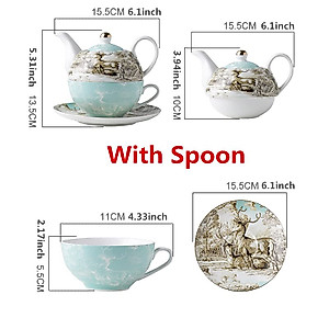 7 Colors Ceramic Tea Kettle Large Floral Colorful Teapot with Handle, Retro Hot Water Cluttered Kettles, No Whistling (Deer)