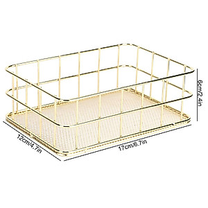 Wire Mesh Basket, Golden Iron Storage Basket Multifunctional Wire Mesh Desktop Storage Organizer for Home (Small Size)