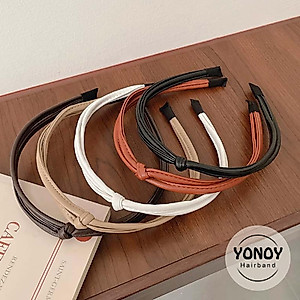 YONOY Knotted Headbands Set - 5 Cute Leather Hair Styling Accessories for Women and Girls, Non-Slip Knot Headbands in Five Colors
