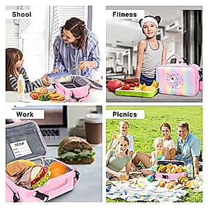 HITOP Kids Lunch Bag Box Double Insulated Water Resistant Fabric with Interior and Exterior Zippered Pockets and External Bottle Holder Ideal for Children 3+ Back to School Supplies