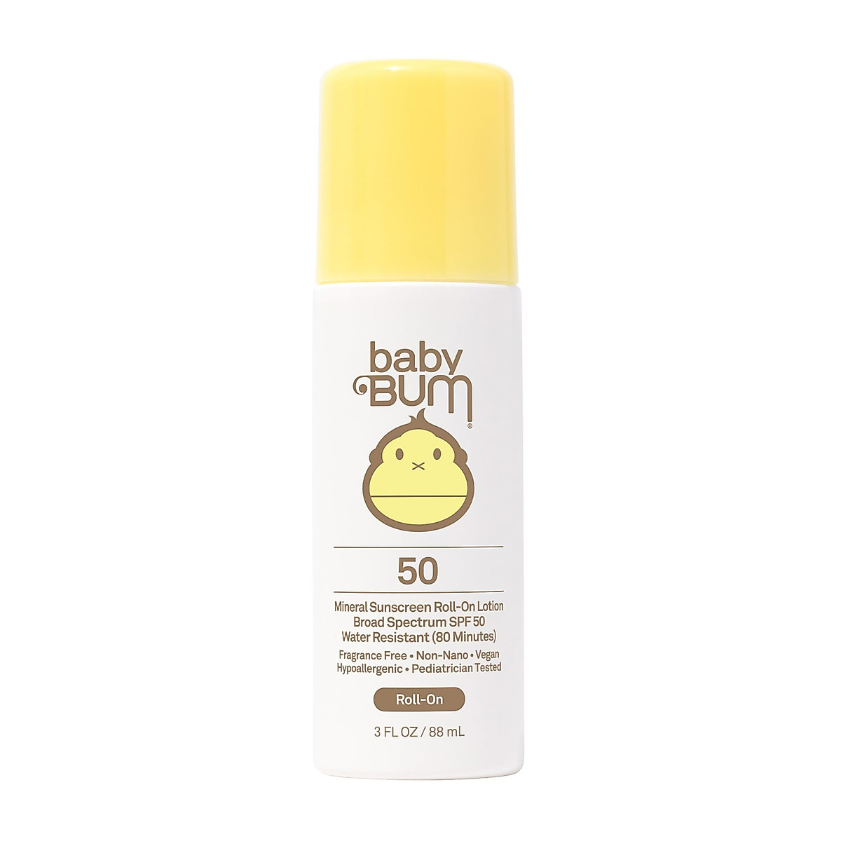 Baby Bum Mineral SPF 50 Roll-On Sunscreen | Vegan and Hawaii 104 Act Compliant (Octinoxate & Oxybenzone Free) Broad Spectrum Moisturizing UVA/UVB Easy Roller Ball Sunscreen Lotion
