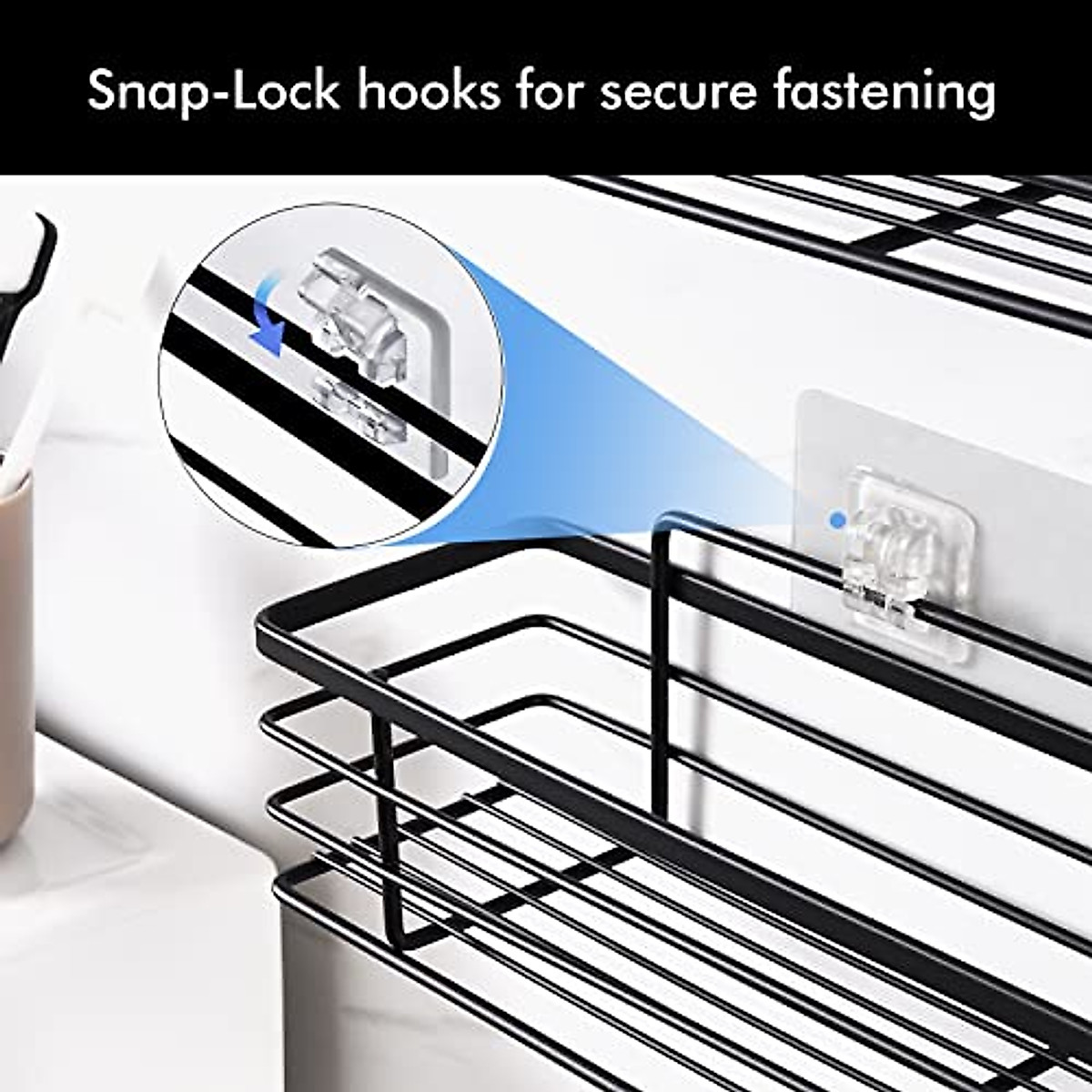 KES Adhesive Shower Caddy Rustproof Bathroom Shelf Organizer Wall Shower Basket Stainless Steel Matte Black 2 Pack, BSC204S36DF-BK-P2