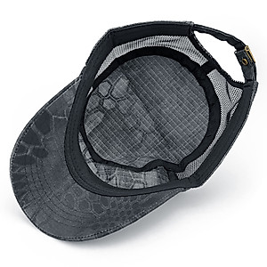 Rayna Fashion womens Mesh Snake Camouflage Camo Cadet Army Adjustable USA American Flag Military Flat Top Baseball Sun Cap, Python, X-Large