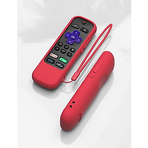 Roku Voice Remote Cover for Roku Voice Remote Pro 2nd Ed(2024), Roku TCL RC580,Stick 4k+,RCA1R 2022,RCAL7R Remote Shockproof Silicone Protective Case for Streaming Stick 4K with Remote Loop(Red)