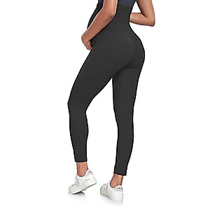 Glampunch Maternity Yoga Pants Over The Belly Workout Leggings Fold Over Waist Pregnancy Activewear Pants with Pockets
