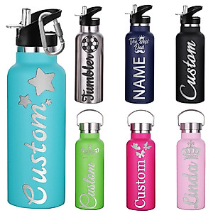 Hapelf Personalized Water Bottles Custom Insulated Water Bottle Customized Engraved Name Sports Flask 12 Oz/26 Oz Gifts for Women Men Valentine's Day Birthday Anniversary