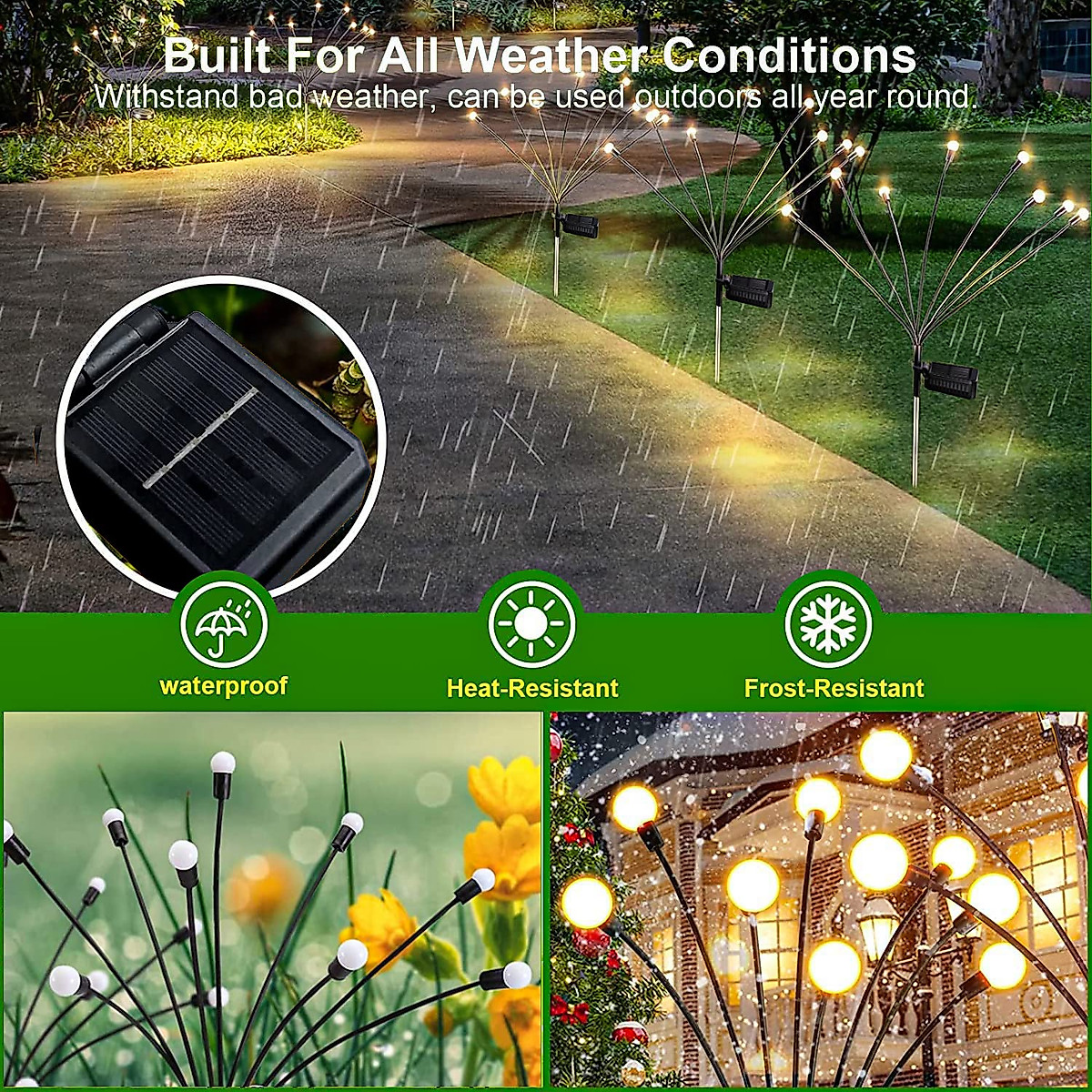 TYUWGMS Solar Lights Outdoor,Swaying Garden Firefly Lights, Solar Garden Lights, Waterproof Fairy Decor Outdoor Solar Lights,Ideal for Patio, Yard, Path Fence