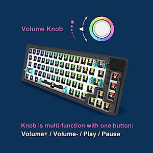GK GAMAKAY LK67 RGB Modular DIY Mechanical Keyboard, 67 Keys Hot Swap 3pin/5pin Switches, Programmable Triple Mode Bluetooth 5.0/USB-C Wired/2.4GHz Wireless Customized Keyboard Kit (Clear Black)