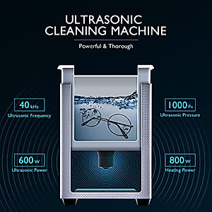 CREWORKS Ultrasonic Cleaner with Heater and Timer, 600W 30L Digital Sonic Cavitation Machine, 8 gal Stainless Steel Jewelry Cleaner for Professional Tool Watch Glasses Retainer Denture Parts Cleaning
