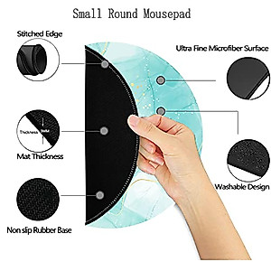 Round Mouse Pad,Gaming Mouse Pad,Non-Slip Rubber Base Mouse Mat with Stitched Edge 7.9 x 7.9 Inch for Laptop Computer (Marble Gentle Green)