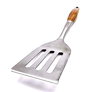 COLSEN Heavy Duty 3-Piece BBQ Grilling Tool Set, Stainless Steel Tongs, Spatula, & Fork, Kitchen Utensils Set, Camping Accessories, Brown