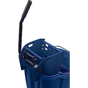 Carlisle FoodService Products Omnifit Mop Bucket with Side Press Wringer and Soiled Water Insert for Floor Cleaning, Kitchens, Restaurants, And Janitorial Use, Polypropylene (Pp), 35 Quarts, Blue