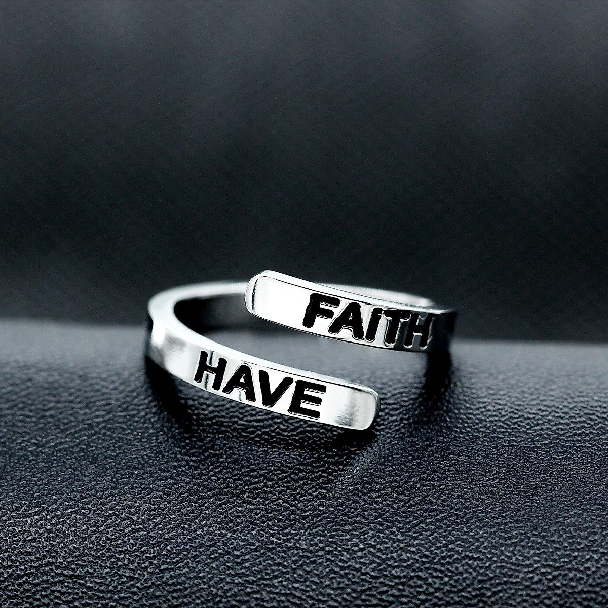 Uloveido Stainless Steel Have Faith Mantra Inspirational Wedding Band Ring Religious Jewelry Gifts for Best Friend Y779 (silver, 9)