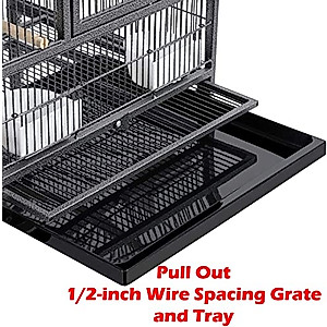 1/2/3-Combo Stacker Center Divided Breeder Breeding Bird Flight Double Rolling Cage for Aviaries Canaries Cockatiels Lovebirds Finches Budgies Small Parrots (Black Vein, Two Stacker)
