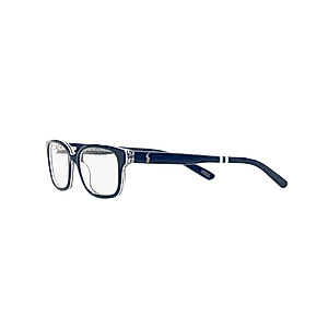 Polo Ralph Lauren Kids' PP8520 Rectangular Prescription Eyewear Frames, Navy Blue On White/Crystal/Demo Lens, 46 mm