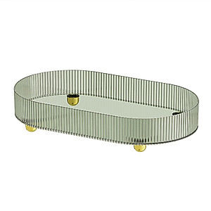 Light Luxury Acrylic Tray Teacup Storage countertop Makeup Table Tray, Decorative Round Tray for Coffee Table countertop Kitchen Appetizer Breakfast Bed Bathroom or nightstand(Green)