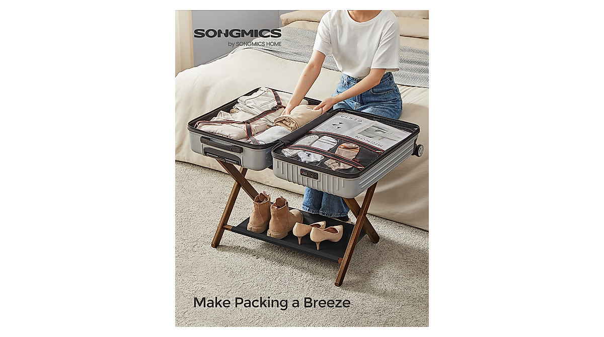 SONGMICS Luggage Rack - Foldable Suitcase Stand for Hotels & Bedrooms