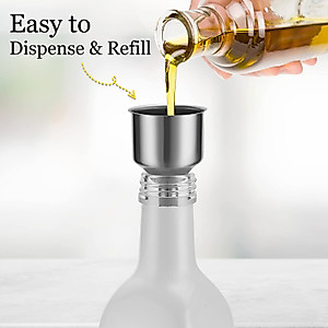 DIMBRAH Olive Oil Dispenser, Oil Dispenser Bottle for Kitchen, White Olive Oil Bottle with 2 No-drip Pourers and Funnel, Farmhouse Glass Oil Bottle - [SINGLE PACK]